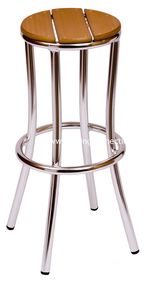 BFM Seating Norden Teak Backless Restaurant Bar Stools