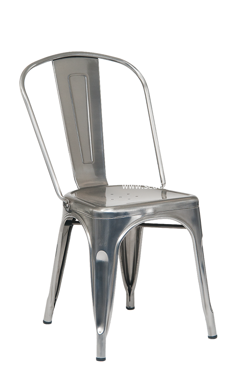 Indoor Steel Chair in Clear Coat Finish, Industrial Look