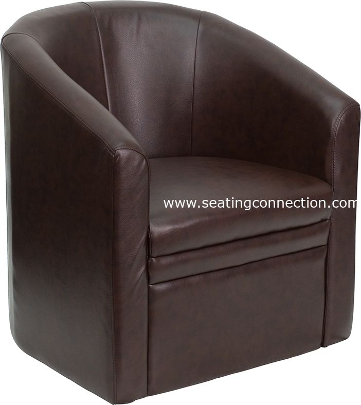 Brown LeatherSoft Barrel-Shaped Guest Chair