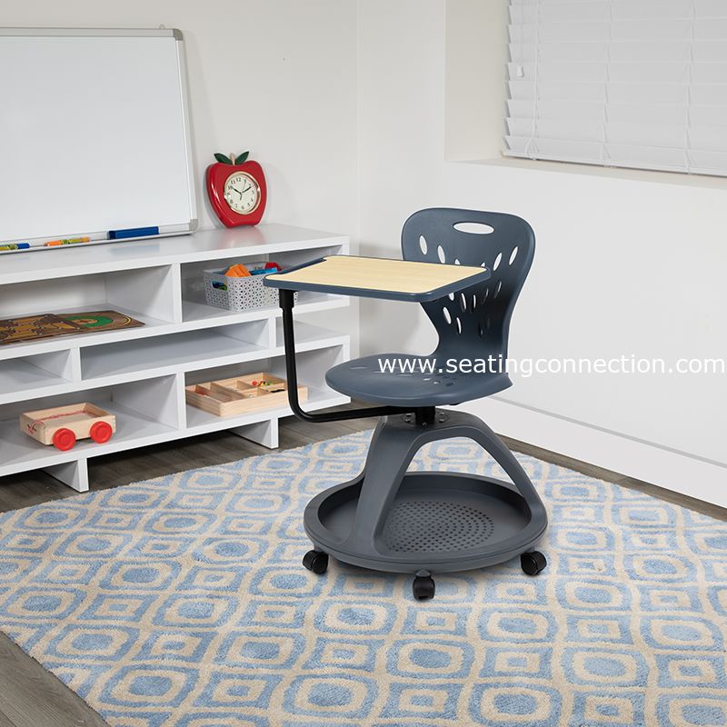 Dark Gray Mobile Desk Chair with 360 Degree Tablet Rotation and Under ...