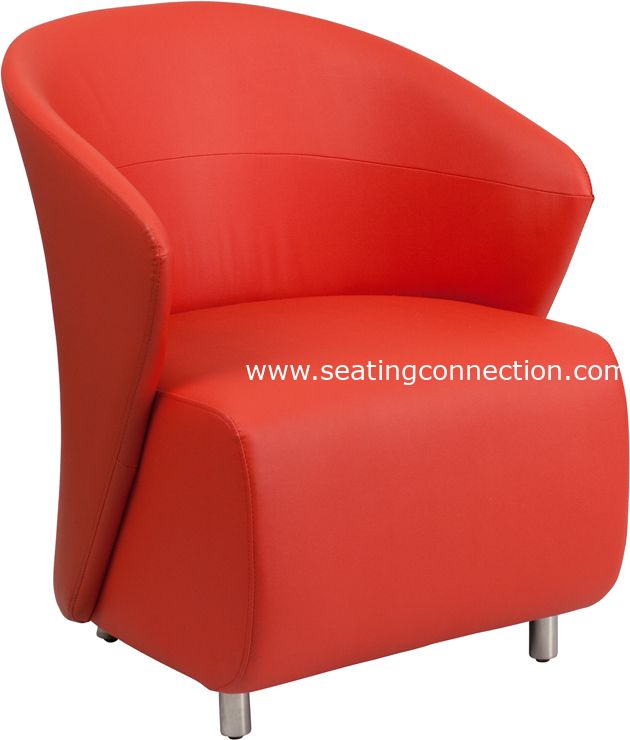 Red LeatherSoft Curved Barrel Back Lounge Chair